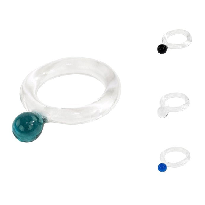 DOT RINGS - CLEAR GLASS BAND WITH SMALL COLOR SPHERE – InterFusion Art